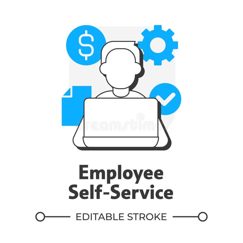 Employee Self Service Flat Outline Concept Icon Stock Illustration ...