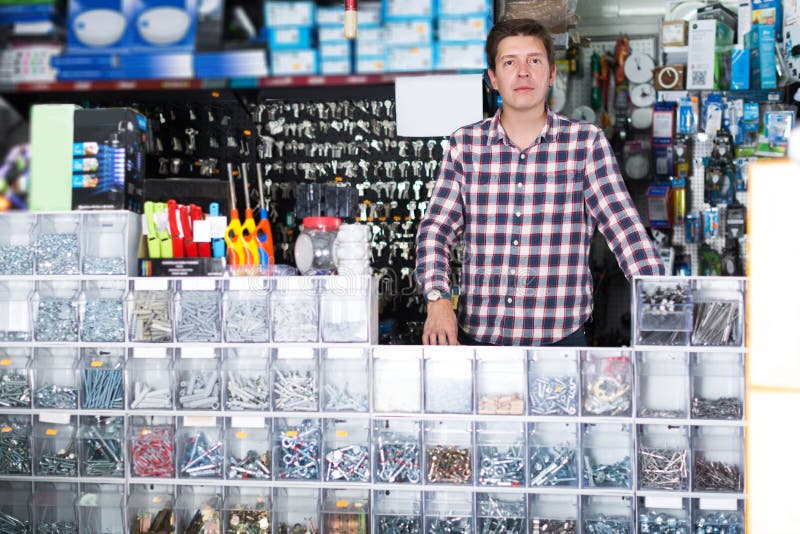Employee Selling Nuts, and Fasteners Stock Image - Image of portrait ...