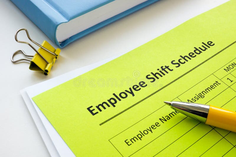 Employee Shift Schedule Form and Pen. Stock Photo - Image of staff ...