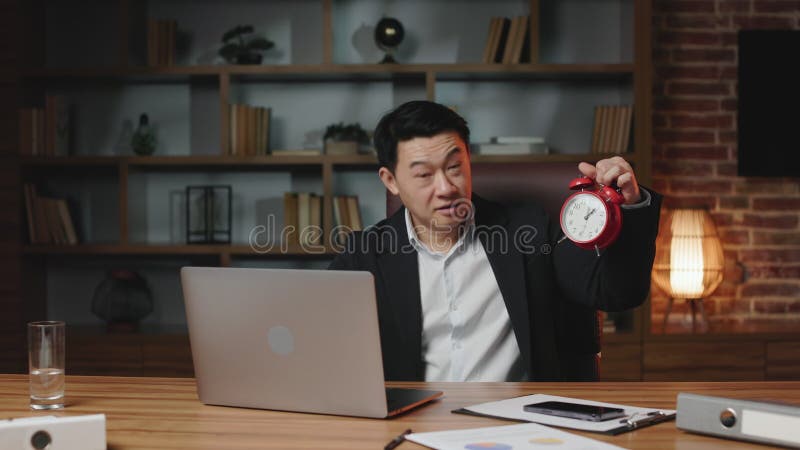 Employee Showing Clock and Taking Short Break for Rest Stock Video ...
