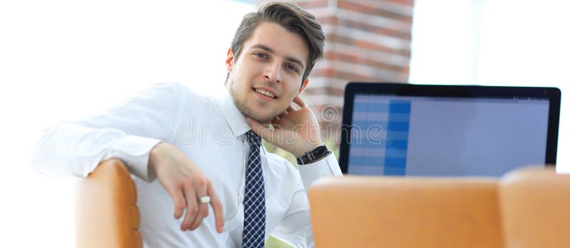 Employee Sitting in Front of a Computer Screen Stock Photo - Image of ...