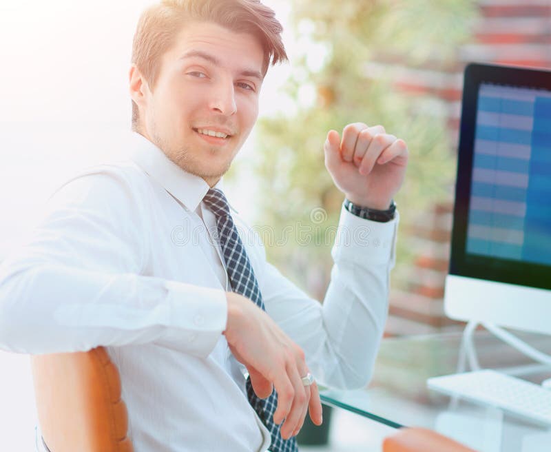 Employee Sitting in Front of a Computer Screen Stock Photo - Image of ...