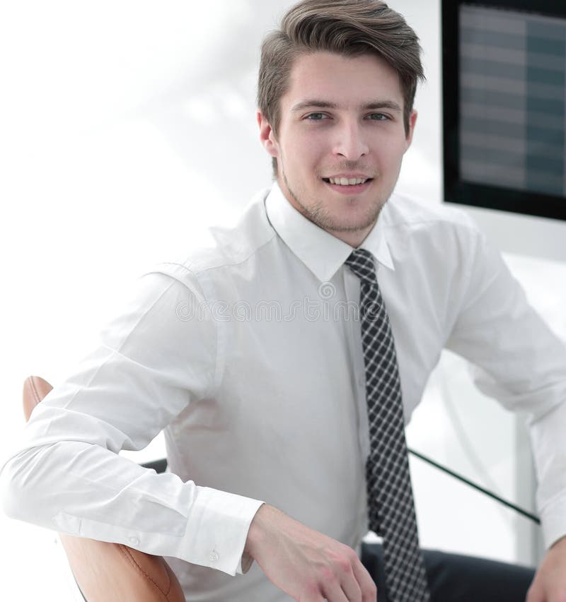 Employee Sitting in Front of a Computer Screen Stock Image - Image of ...