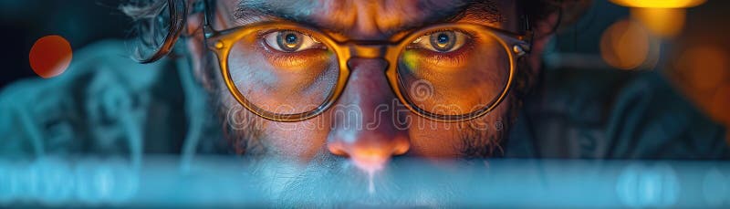 Employee Staring at a Computer Screen with Anger Tech Stress Theme ...