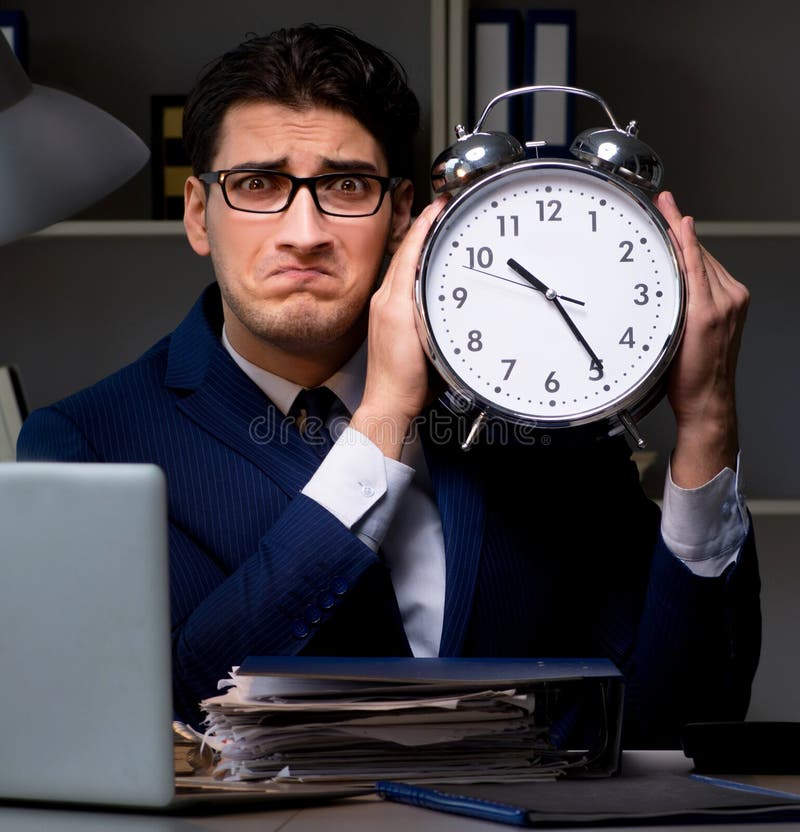The Employee Staying Late To Finish Work on Auditing Stock Image ...