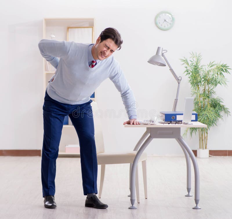Employee Suffering from Backpain in Office Stock Image - Image of desk ...