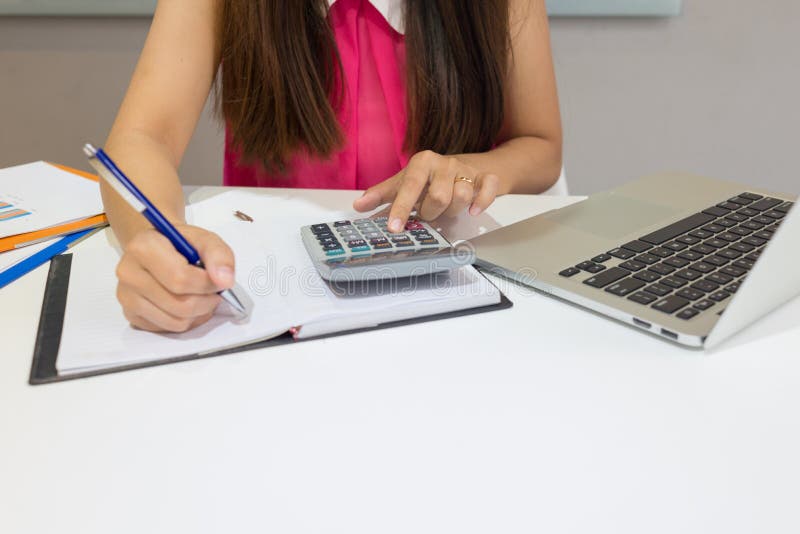 Employee Take Notes and Calculate Sales Stock Photo - Image of business ...