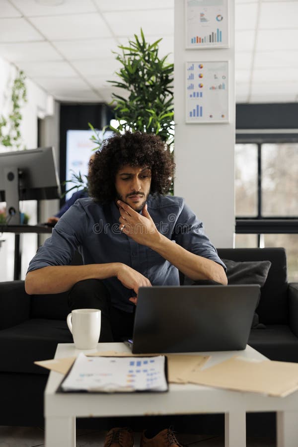 Employee Thinking about Business Problem Solving and Rubbing Chin Stock ...