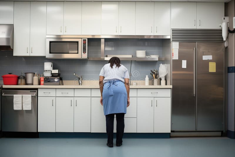 An Employee Trained in Cpr Standing in the Kitchen Ready for ...