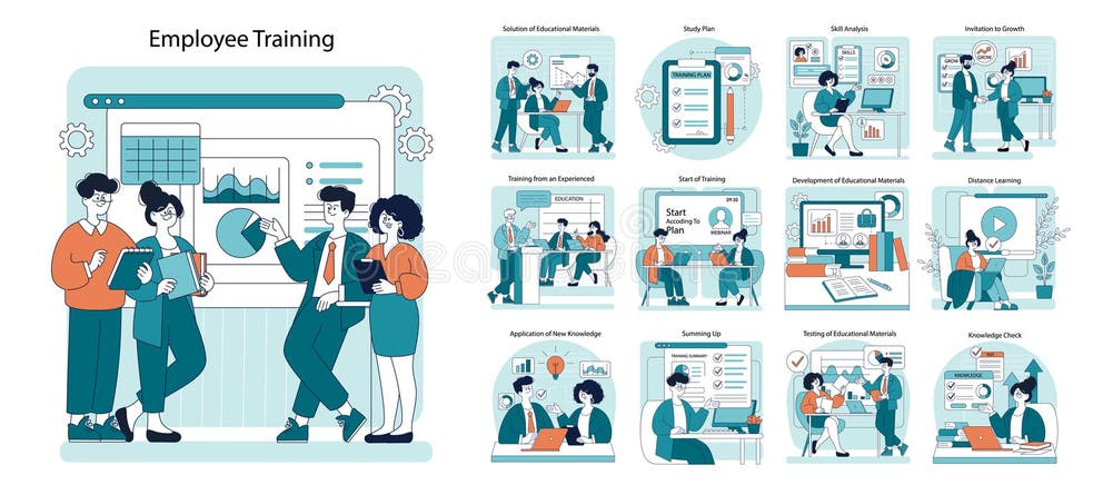 Employee Training. Flat Vector Illustration Stock Vector - Illustration ...