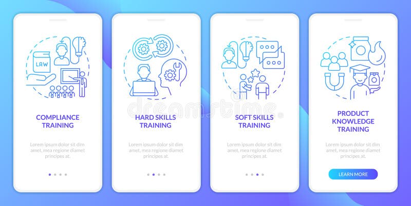 Employee Training Programs Types Blue Gradient Onboarding Mobile App