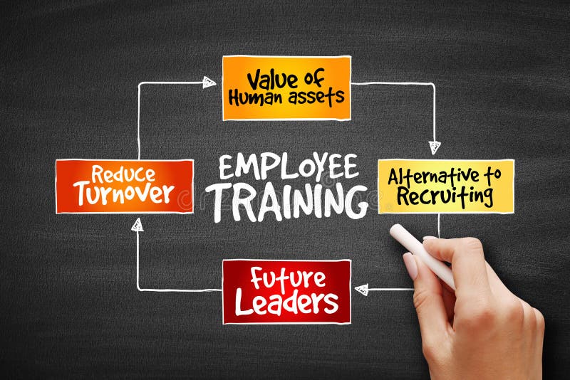 Employee Training Strategy Mind Map, Business Concept on Blackboard ...