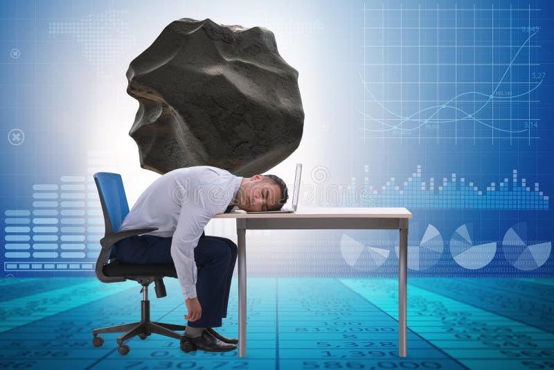 The Employee Under the Burden of Work Stock Image - Image of asleep ...