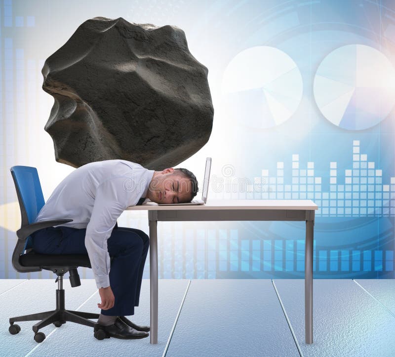 Employee Under the Burden of Work Stock Image - Image of heavy ...