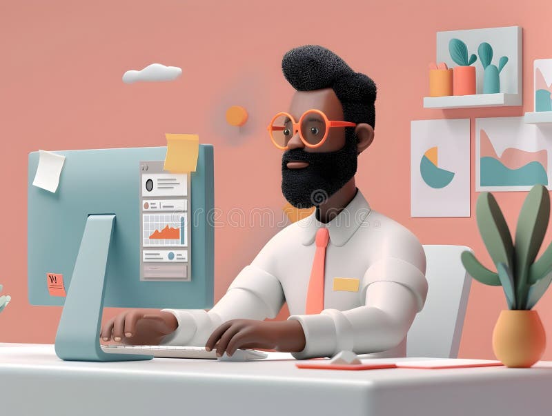 Of Employee Using CRM Software in Office Workspace Stock Illustration ...