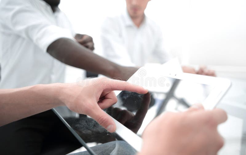 Employee Using a Digital Tablet at the Workplace. Stock Image - Image ...