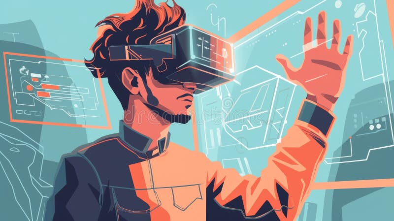 An Employee Using Hand Gestures To Manipulate a Virtual Tool on a ...