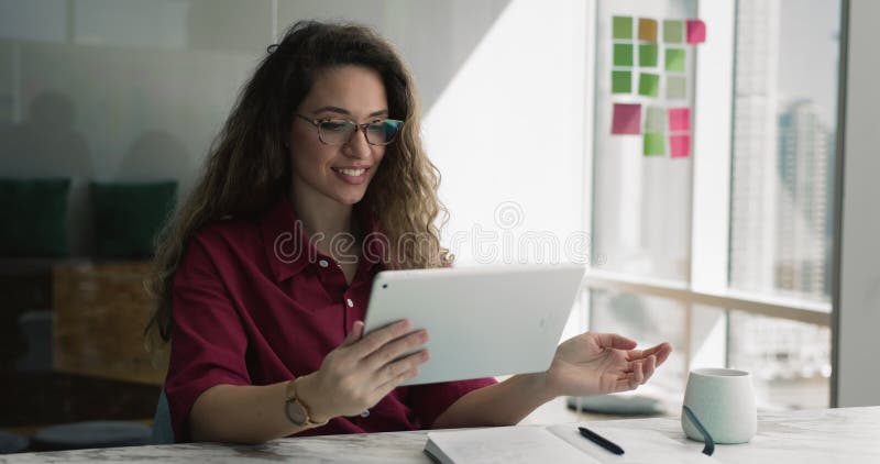 Employee Using Tablet, Writing Notes in Personal Organizer Stock ...