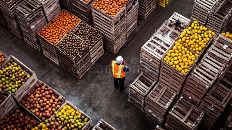 An Employee in a Warehouse Organizing Vegetables, Representing the ...