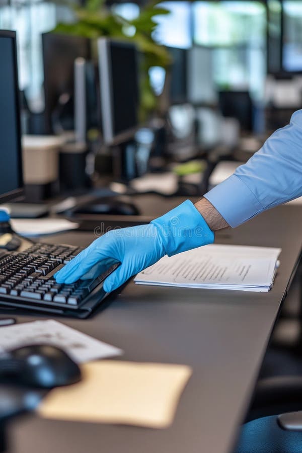 Employee Wiping Down Shared Tools To Maintain Workplace Cleanliness ...