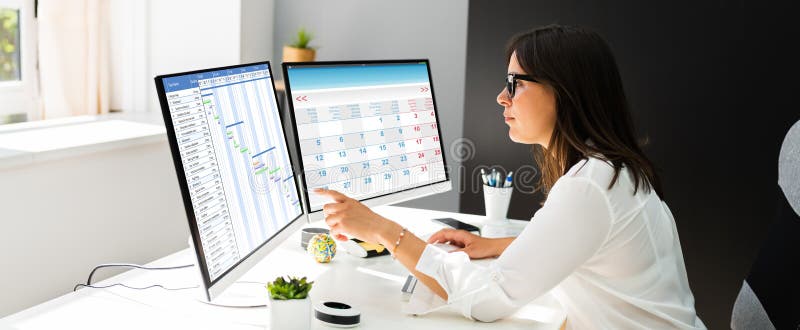 Employee Working on Calendar Schedule Stock Photo - Image of arrange ...