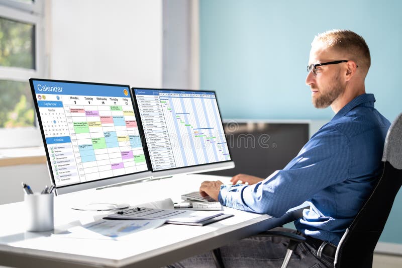 Employee Working on Calendar Schedule Stock Photo - Image of business ...