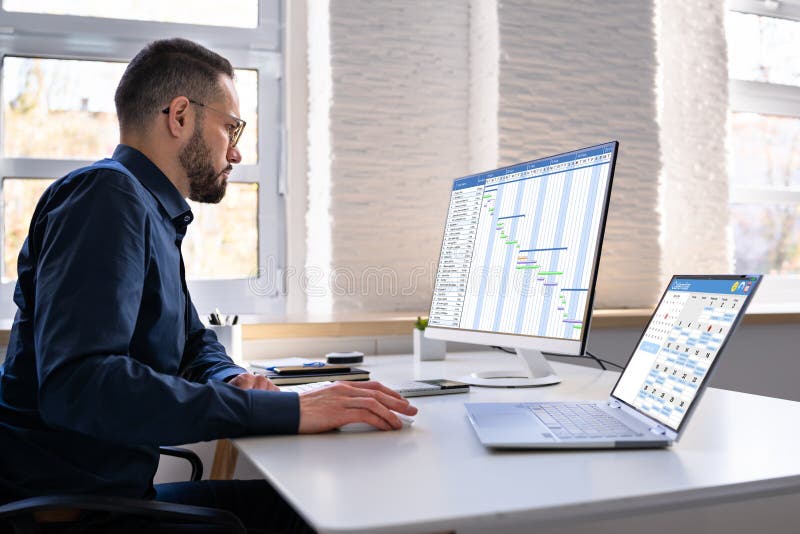 Employee Working on Calendar Schedule Stock Image - Image of employee ...