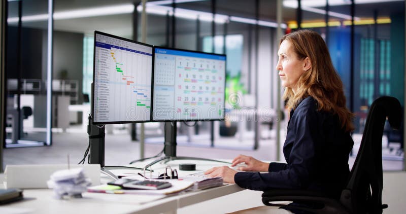Employee Working on Calendar Schedule Stock Photo - Image of time ...