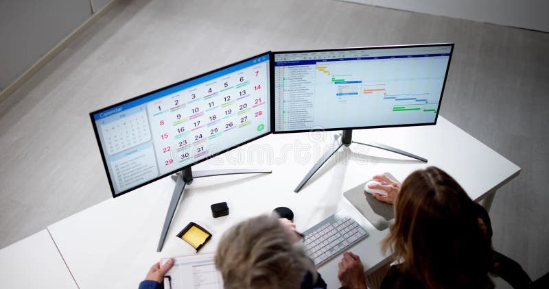 Employee Working on Calendar Schedule Stock Image - Image of elder ...
