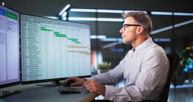 Employee Working on Calendar Schedule Stock Image - Image of schedule ...