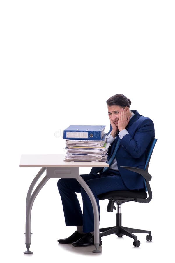 Employee Working Isolated on White Background Stock Image - Image of ...