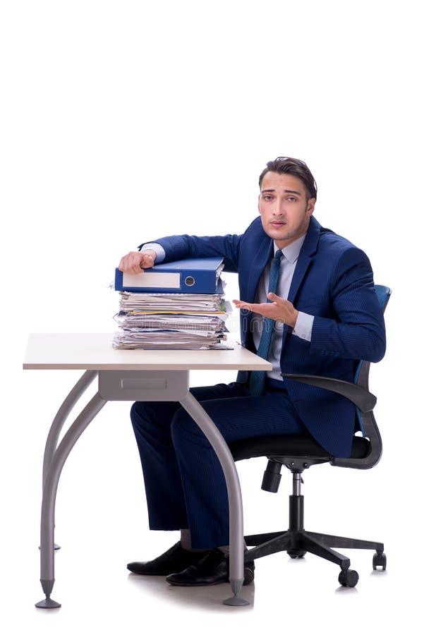 Employee Working Isolated on White Background Stock Image - Image of ...