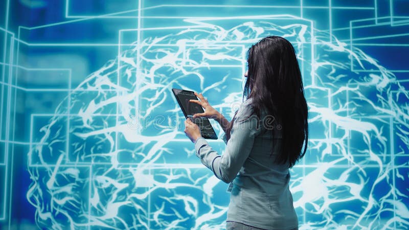 Employee Working on Tablet, Developing AI Machine Learning Algorithms Stock Photo - Image of ...