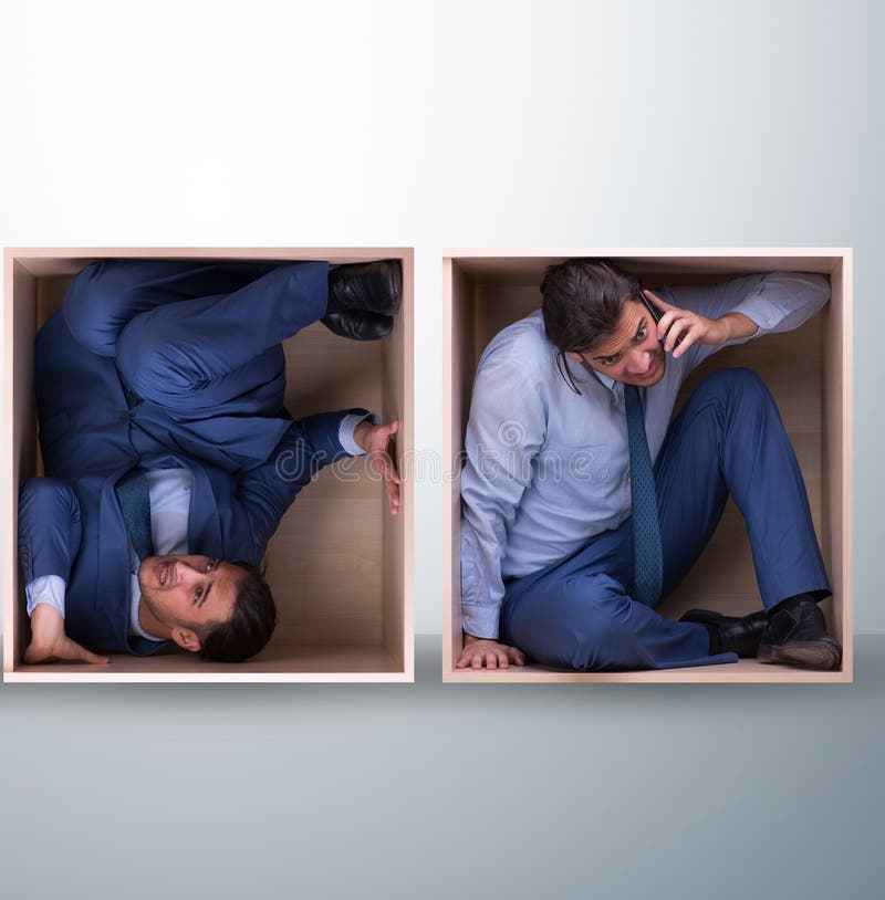 Employee Working in Tight Space Stock Image - Image of cramped, laptop ...