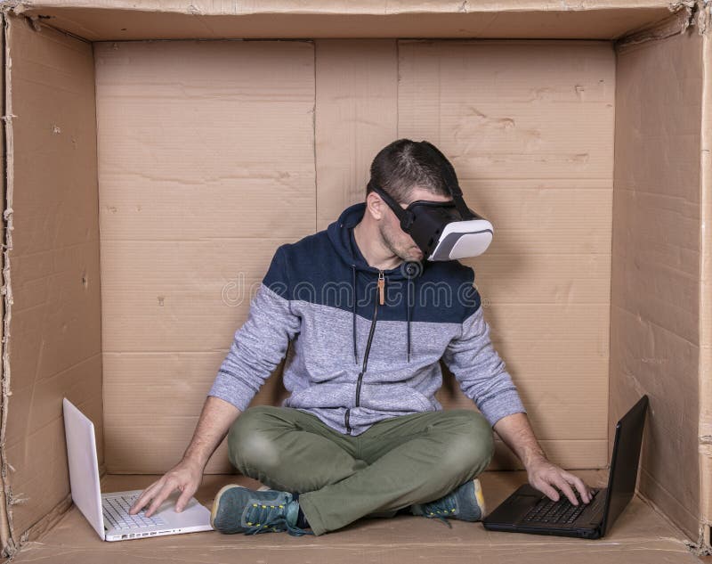 An it Employee Works for a Colleague, Operates Two Laptops at the Same ...