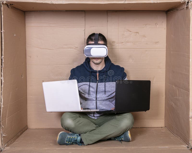 An it Employee Works for a Colleague, Operates Two Laptops at the Same ...