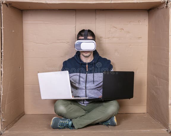 An it Employee Works for a Colleague, Operates Two Laptops at the Same ...