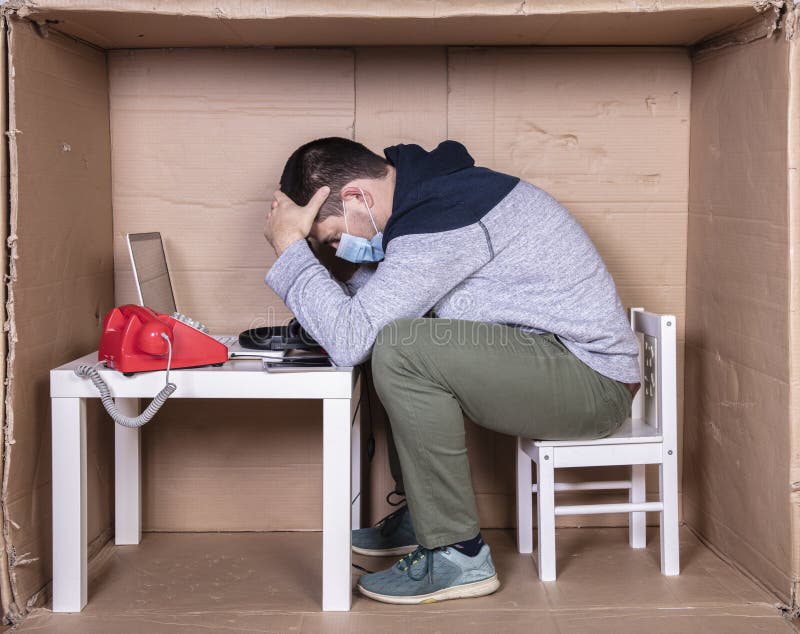 Employee Works from His Own Cardboard Office To Isolate Himself from ...