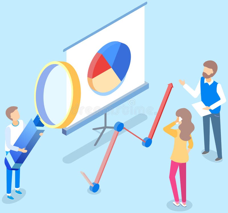 Employees Analyze Statistical Indicators, Business Data. Characters ...