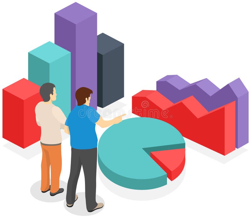 Employees Analyze Statistical Indicators, Business Data. Characters ...