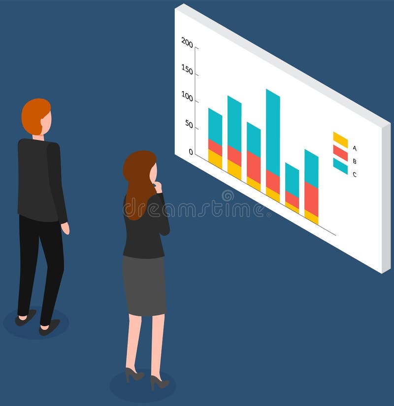 Employees Analyze Statistical Indicators, Business Data. Characters ...