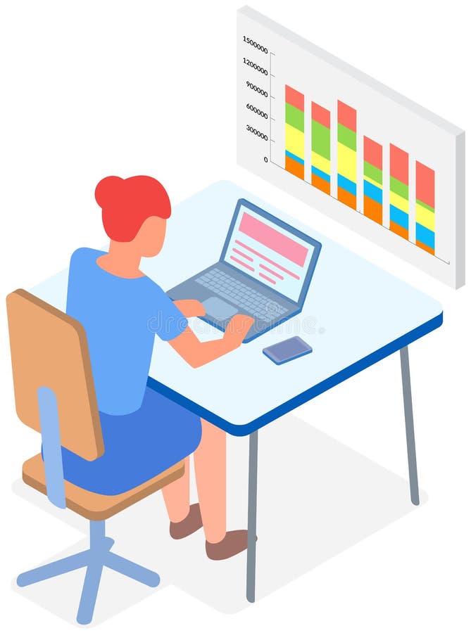 Employees Analyze Statistical Indicators, Business Data. Characters ...