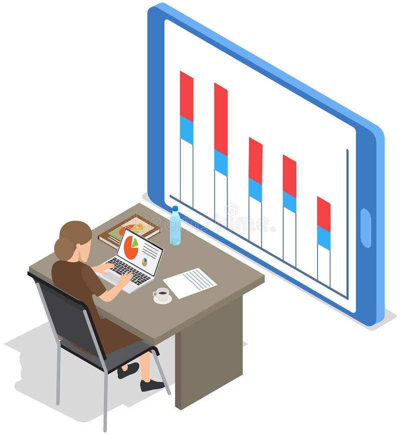 Employees Analyze Statistical Indicators, Business Data. Characters ...