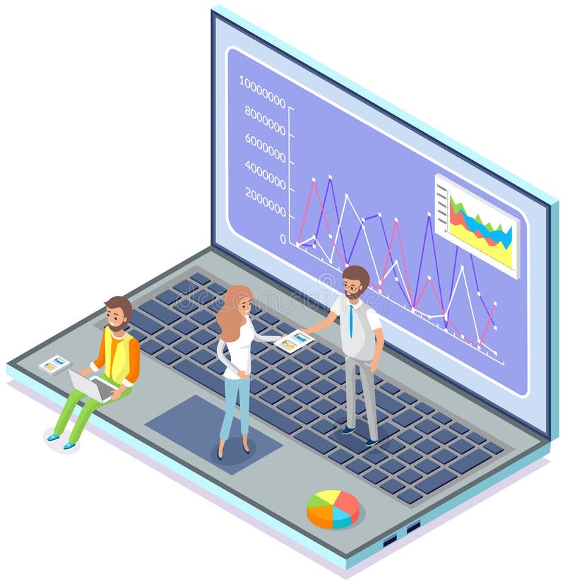 Employees Analyze Statistical Indicators, Business Data. Characters ...