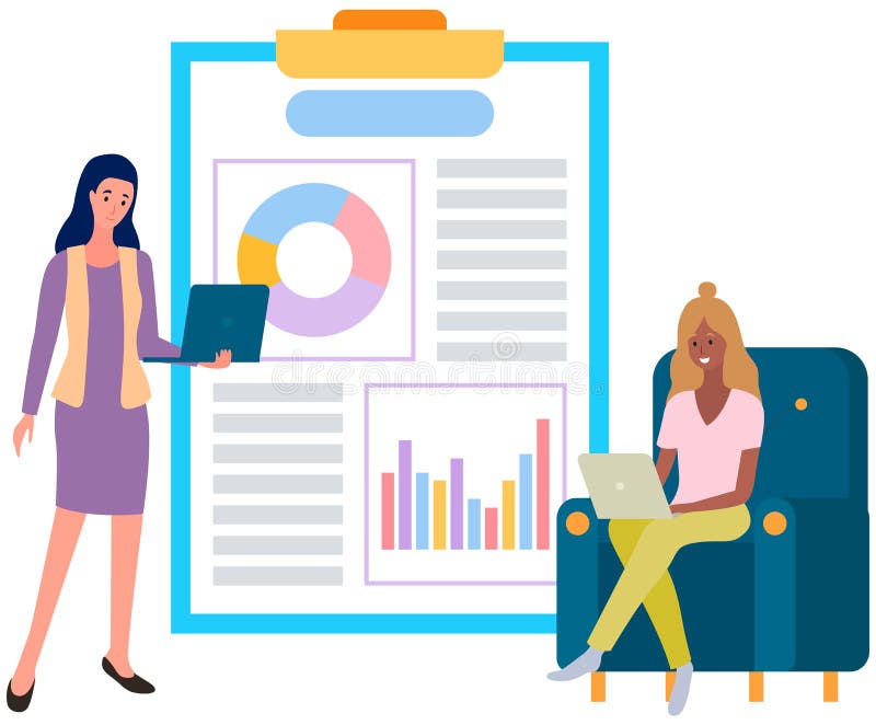 Employees Analyze Statistical Indicators, Business Data. Characters ...