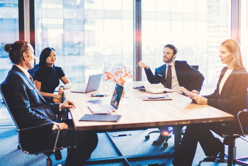 Employees Brainstorming at Conference. Successful Team of Colleagues ...