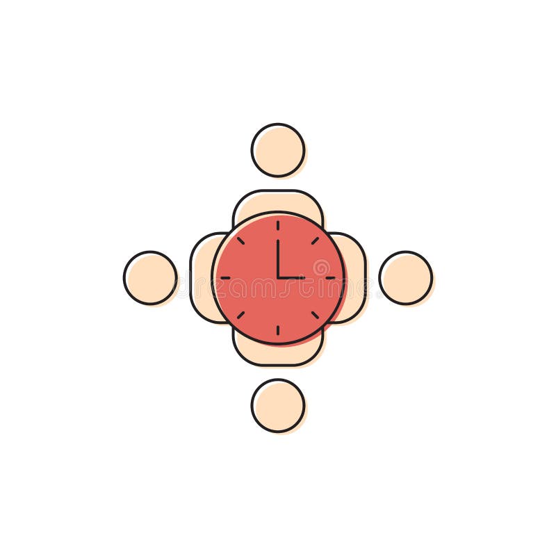 Employees and Clock Outline Icon Stock Vector - Illustration of logo ...