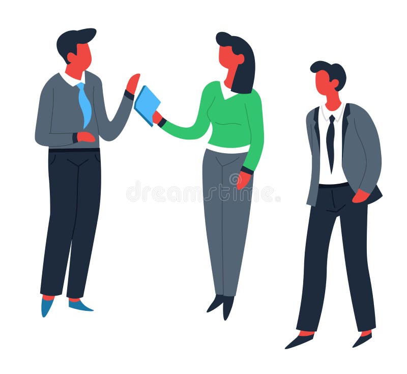 Office Workers Men and Women Teamwork Employees Communication Stock ...