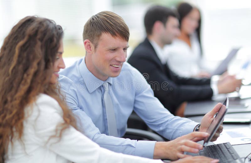 Employees Work on a Digital Tablet Stock Photo - Image of corporate ...
