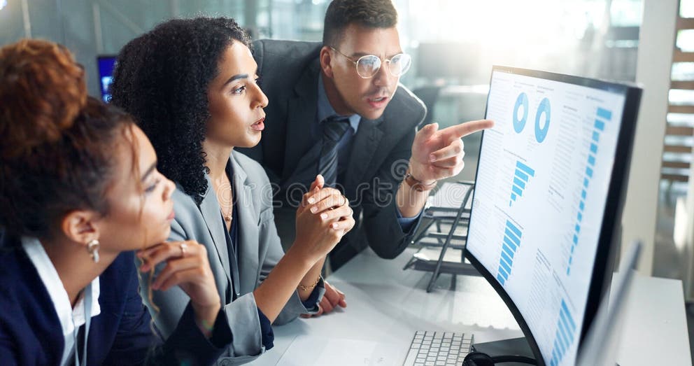 Employees, Computer and Night for Finance, Planning and Graphs for Data ...